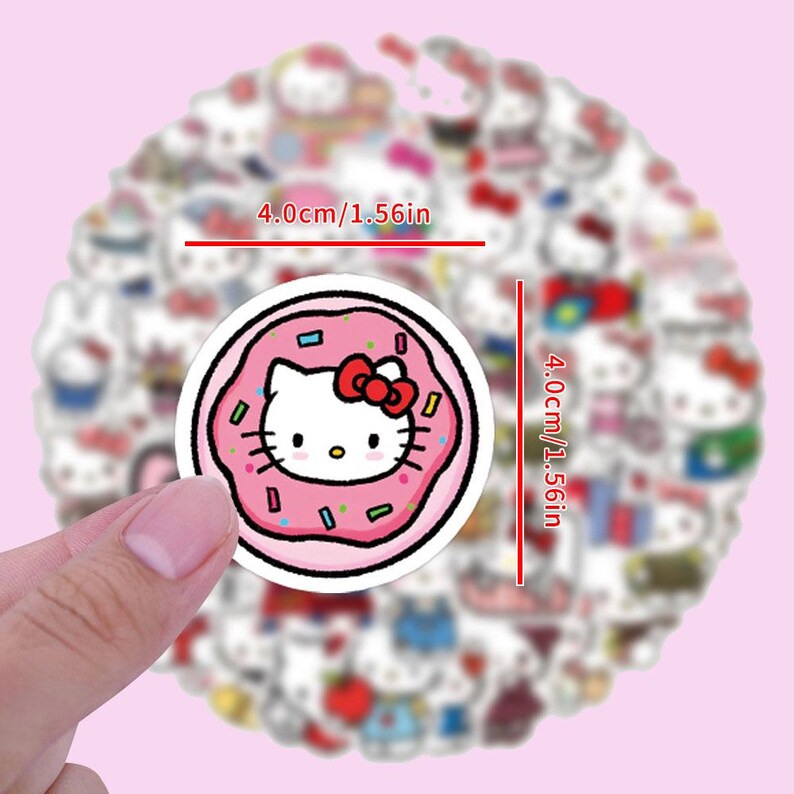 Hello Kitty Vinyl Stickers Bulk Set – 105pcs Adorable Cartoon Stickers ...