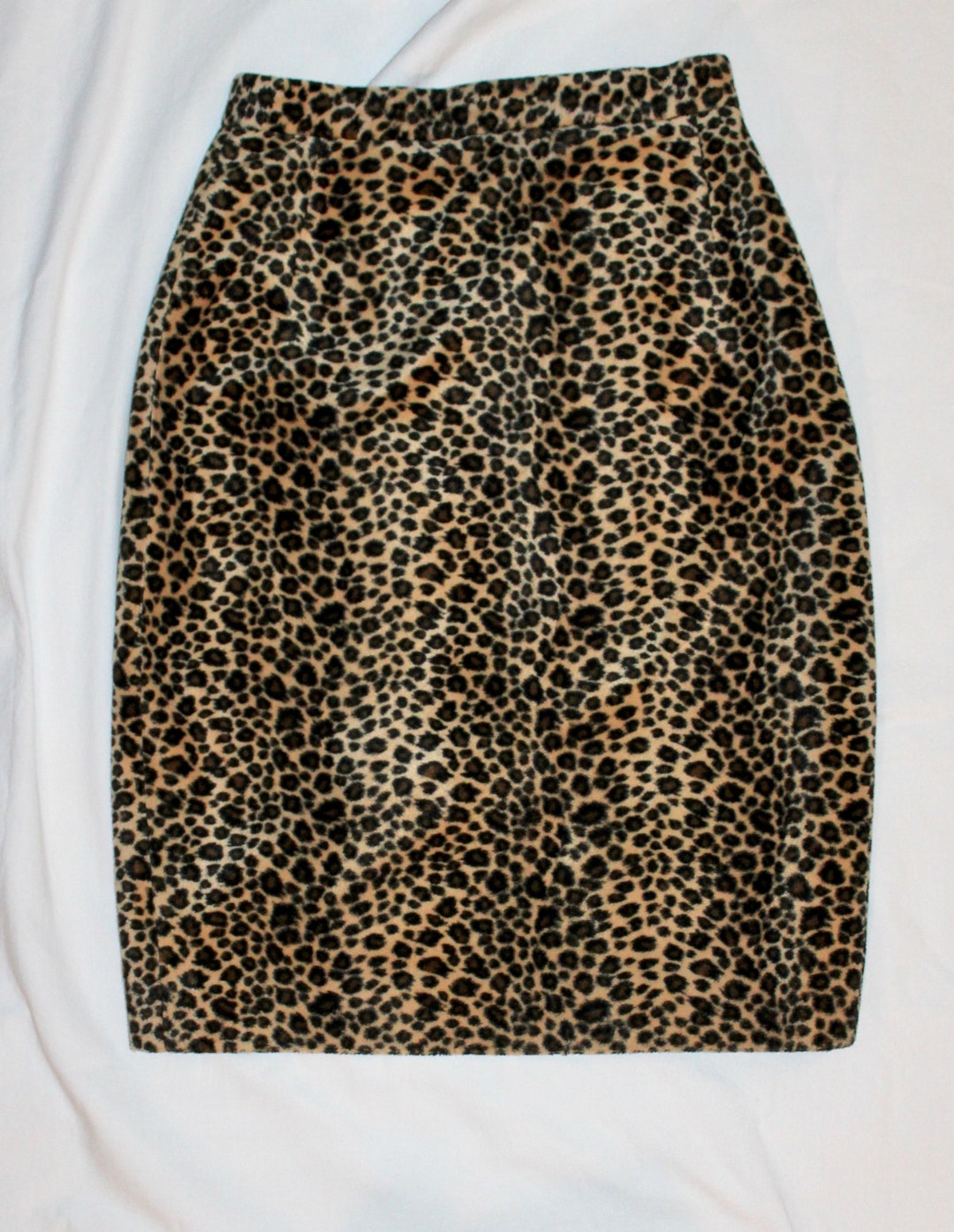 Vintage 60s Mod Mini Skirt, Faux Fur Leopard Print Back Zip and Vent ...