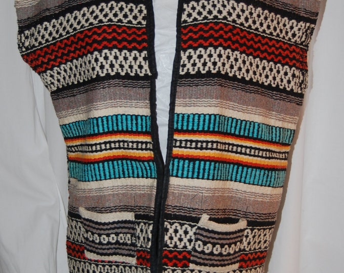 Vintage Hippie Vest, Mexican Blanket Vest, Baja Vest, 60s Southwestern ...