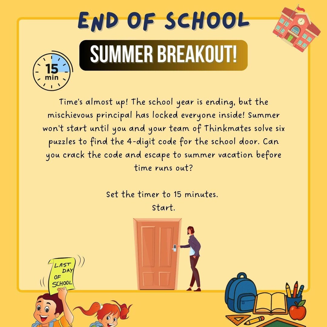 End of School Escape Room for Kids 7+ Teens and Adults, End of Year ...