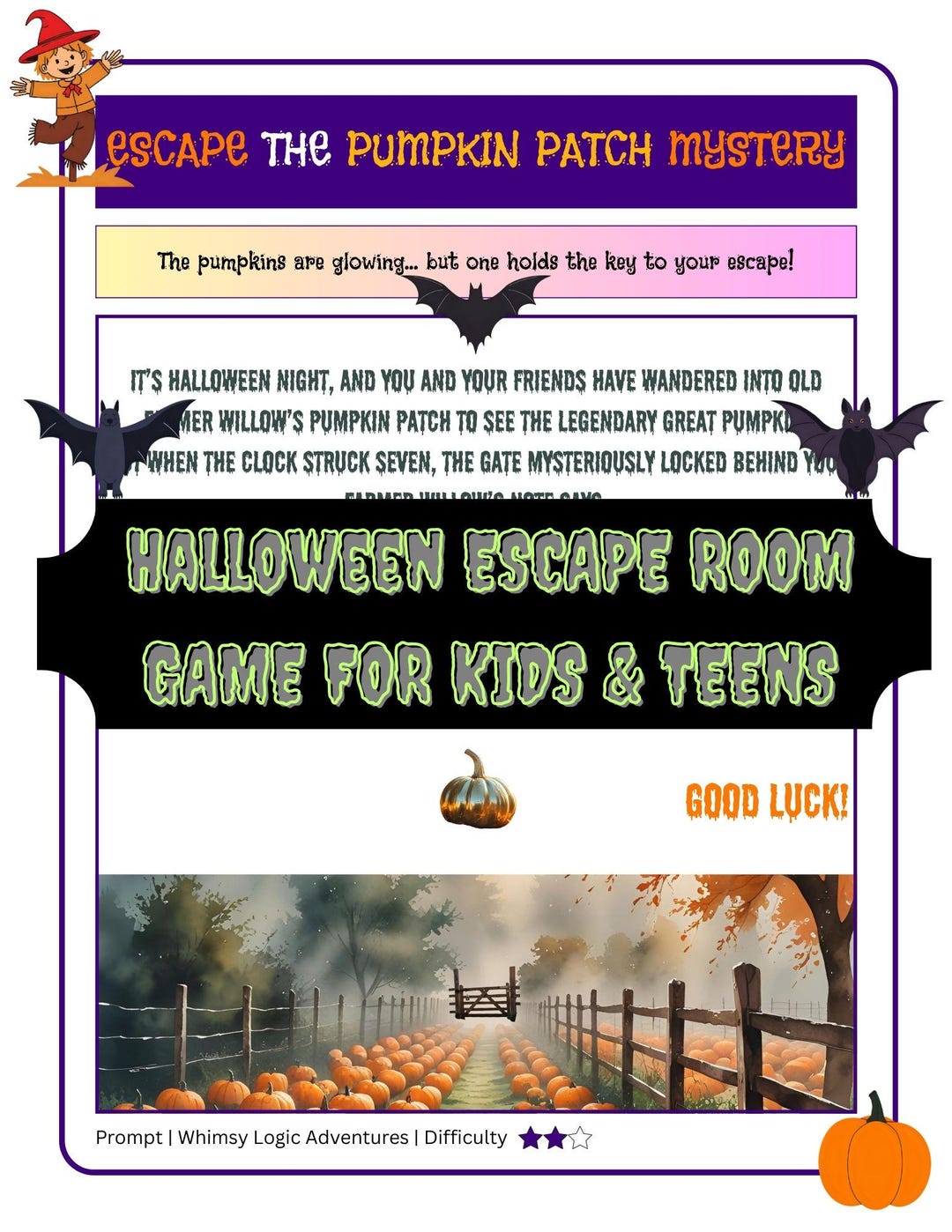 Halloween Escape Room Game for Kids and Teen Printable Party Activity ...