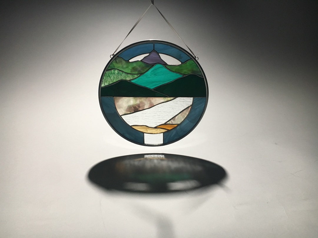 Mountain Landscape Stained Glass Window - Etsy