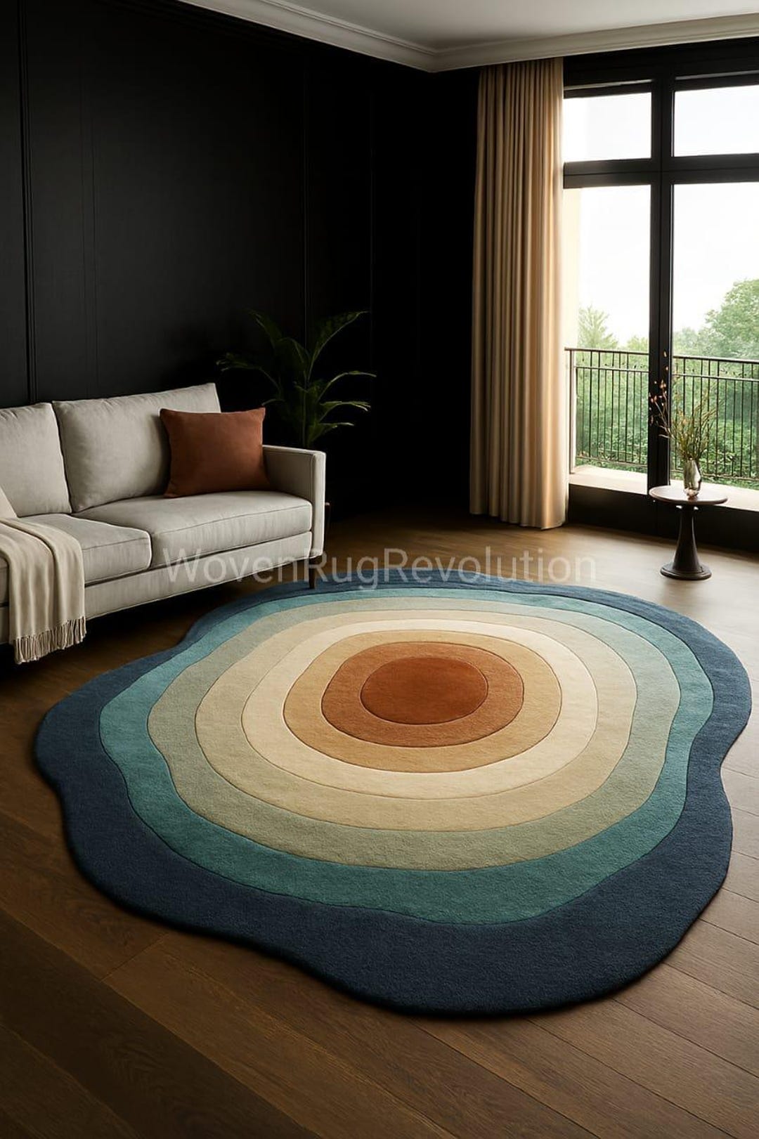 Hand Tufted Geode Rug, Modern Multicolor Wool Carpet, Organic Shape ...