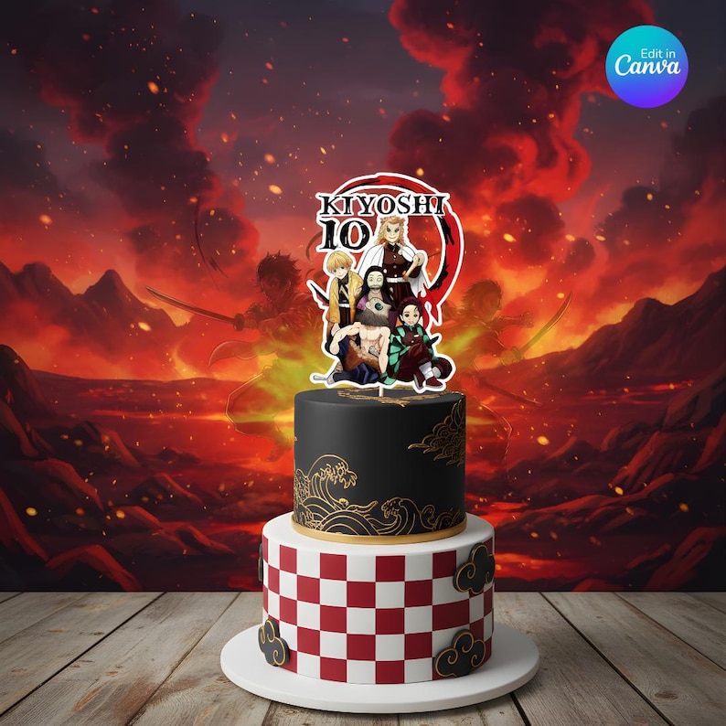 Topo de Bolo Demon Slayer | Decoração de Festa de Aniversário Anime ...