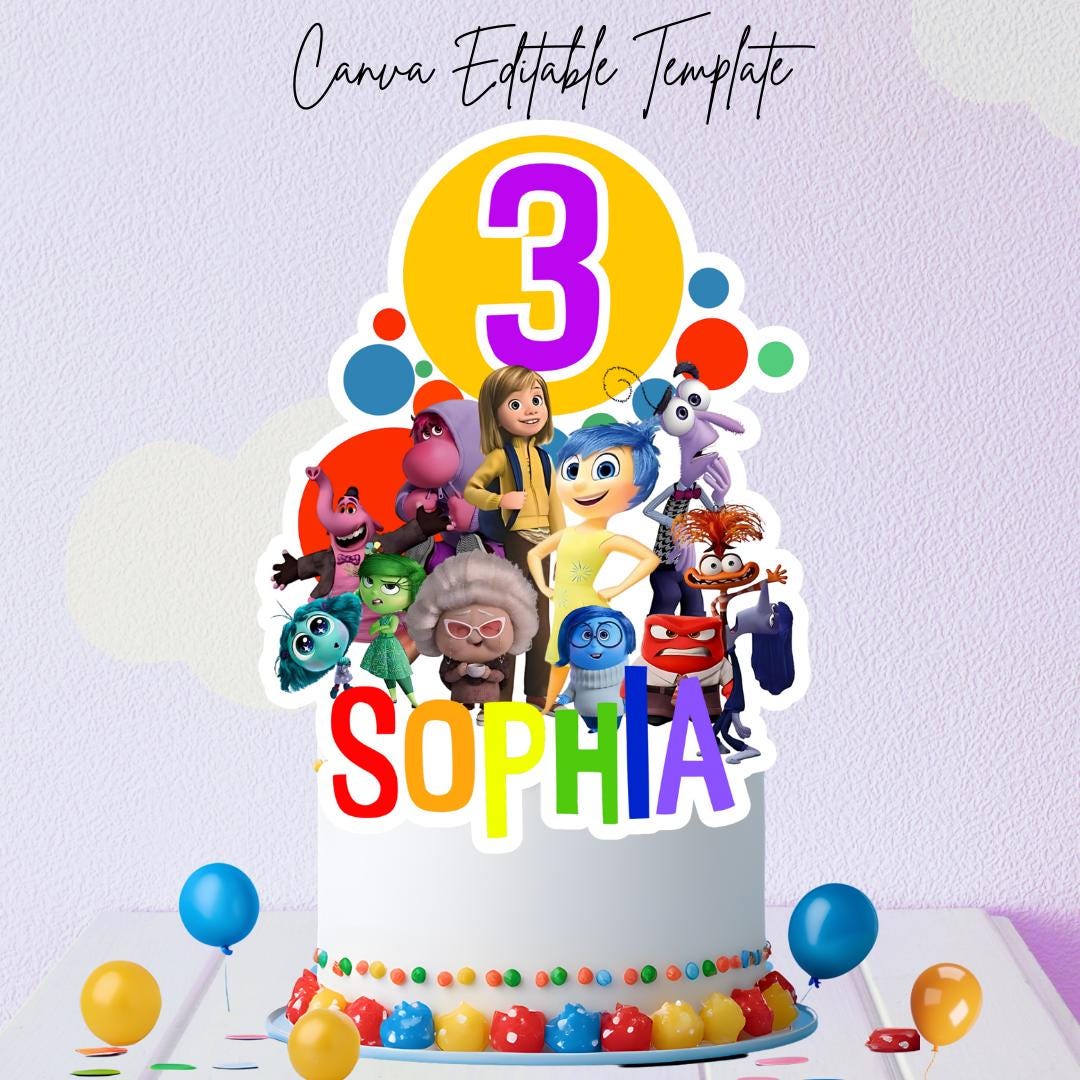 Inside Out Cake Topper: Printable Birthday Party Decoration (digital ...