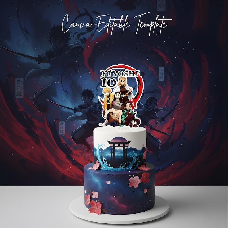 Demon Slayer Cake Topper | Anime Birthday Party Decor (digital Download ...