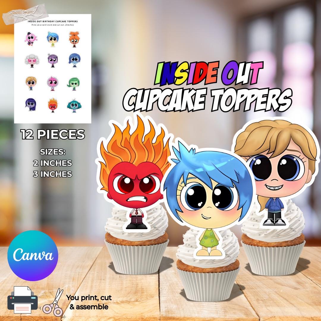 Inside Out Cupcake Toppers: Kids Birthday Party Decor (digital Download ...