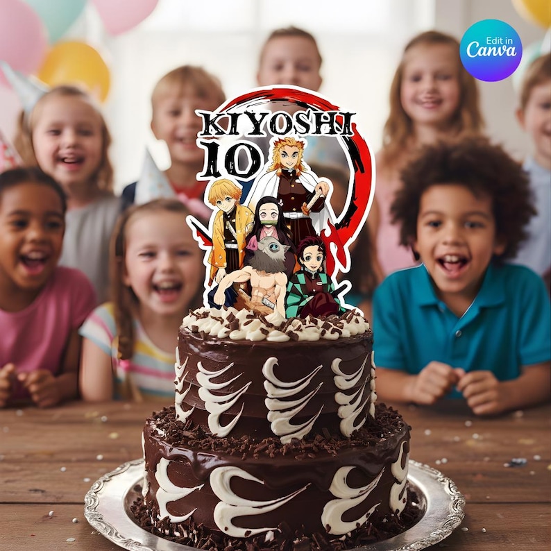 Demon Slayer Cake Topper | Anime Birthday Party Decor (digital Download ...