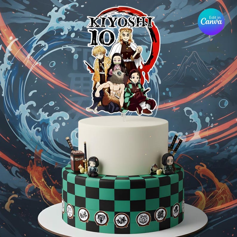 Demon Slayer Cake Topper | Anime Birthday Party Decor (digital Download ...