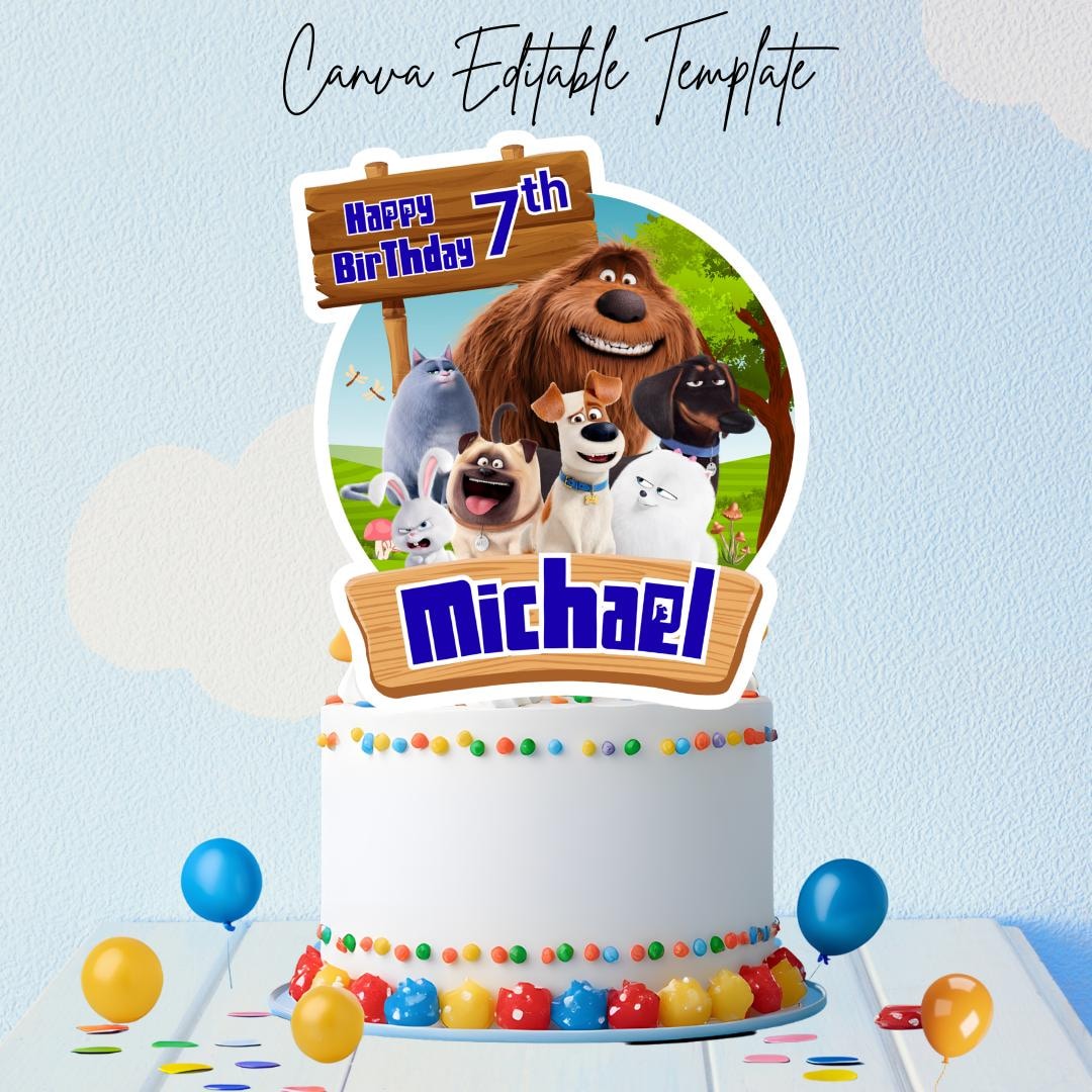 Secret Life of Pets Cake Topper: Printable Birthday Party Decor ...