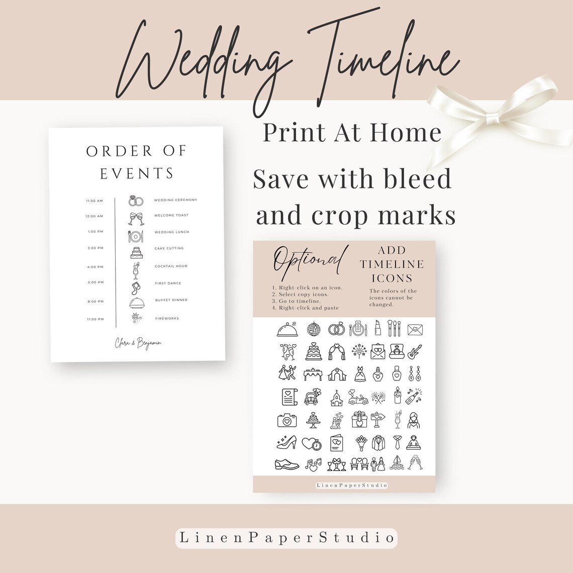 Wedding Schedule Cards: Elegant, Minimal, Simple Order of Events ...