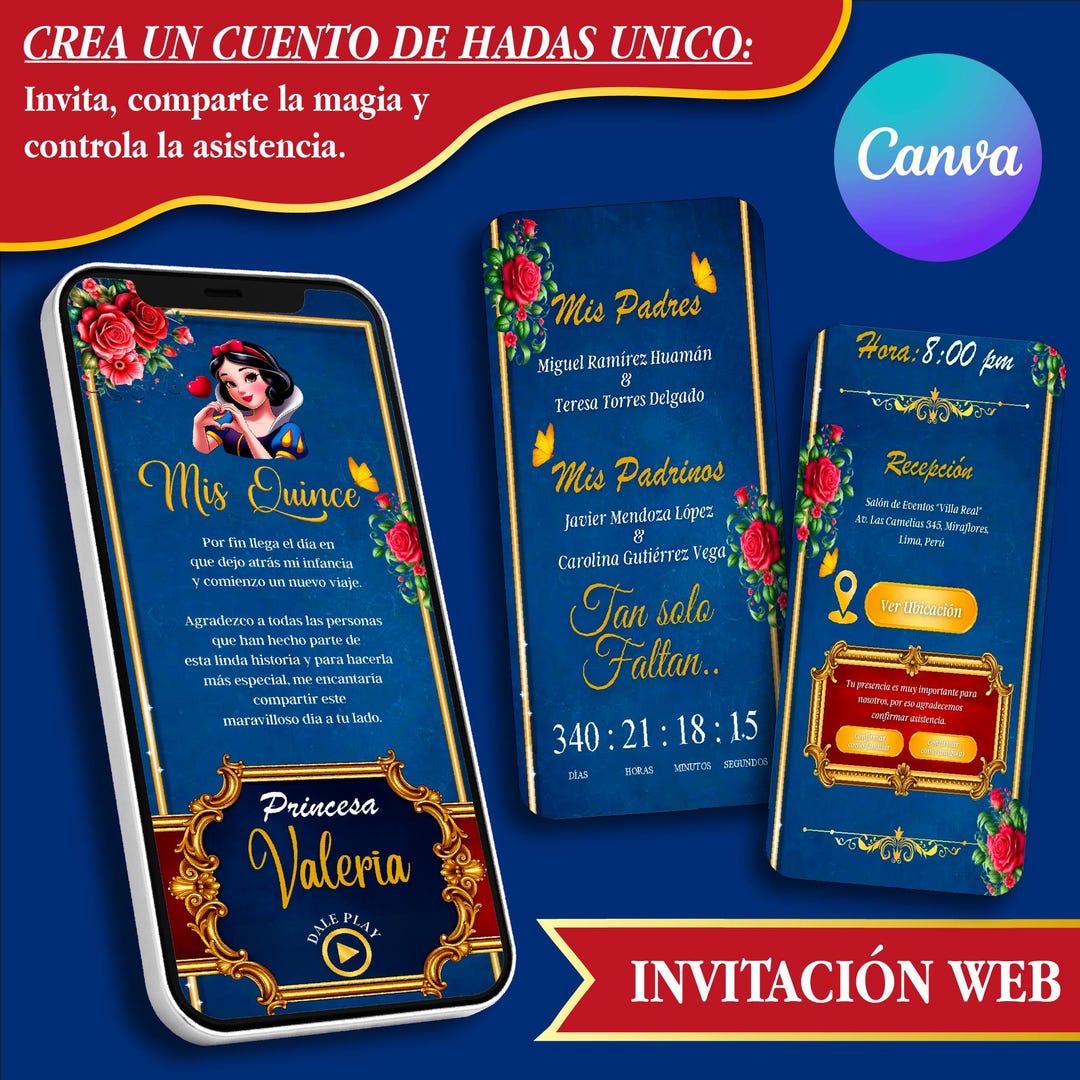 Quinceanera Website Template - Elegant, Modern, and Editable in Canva ...
