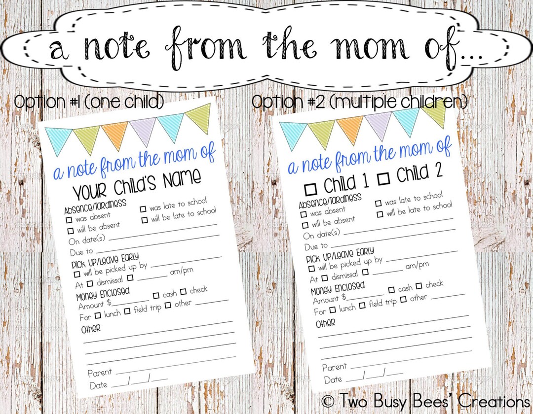 A Note From the Mom Of: Printable - Etsy