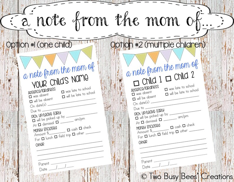 A Note From the Mom Of: Printable - Etsy
