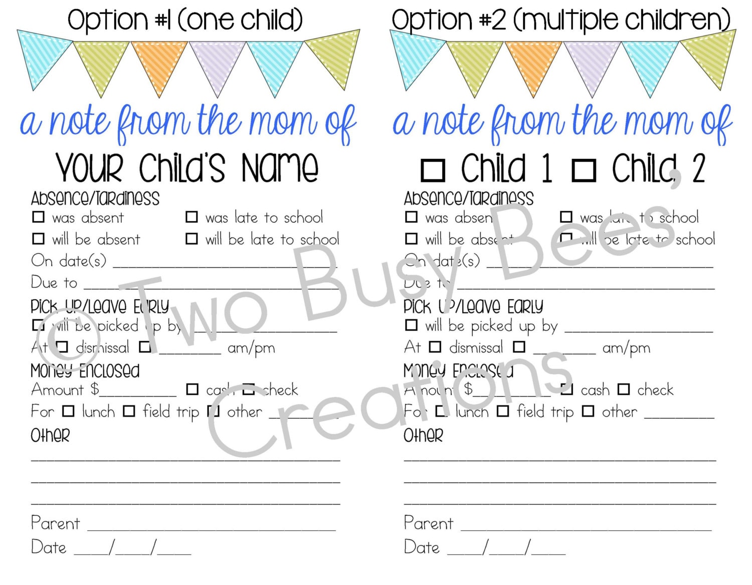 A Note From the Mom Of: Printable - Etsy