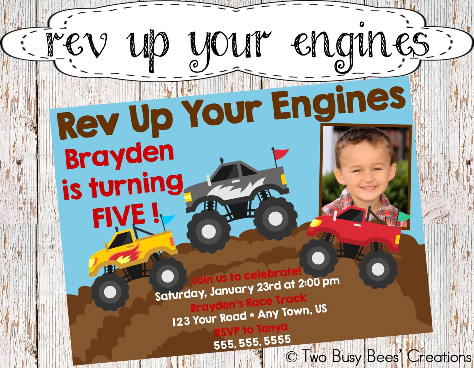 Rev up Your Engines/monster Truck Birthday Party Invitation - Etsy
