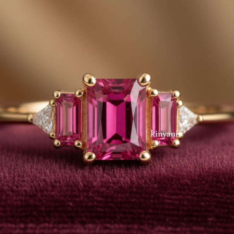 Rubellite Cluster Ring - Etsy