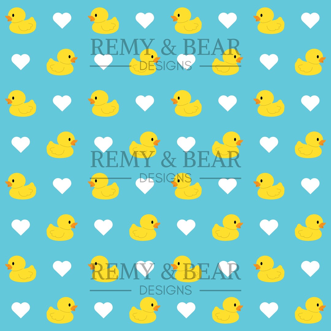 Ducks & Hearts Seamless Pattern (JPG/PNG) Cute Sublimation Digital ...