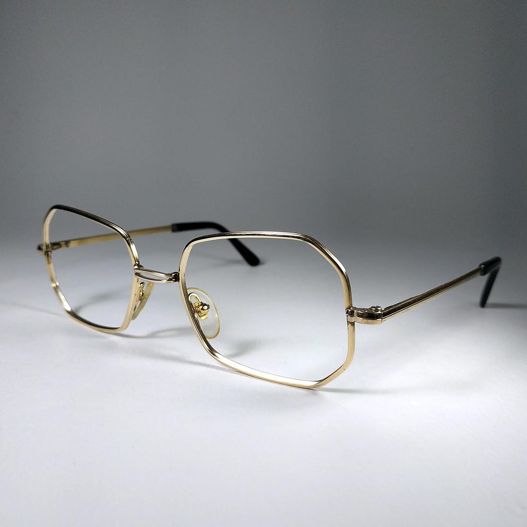 L'AMY © A.L.F. Vintage Gold Eyeglasses – French Geometric Frame, 1970s ...