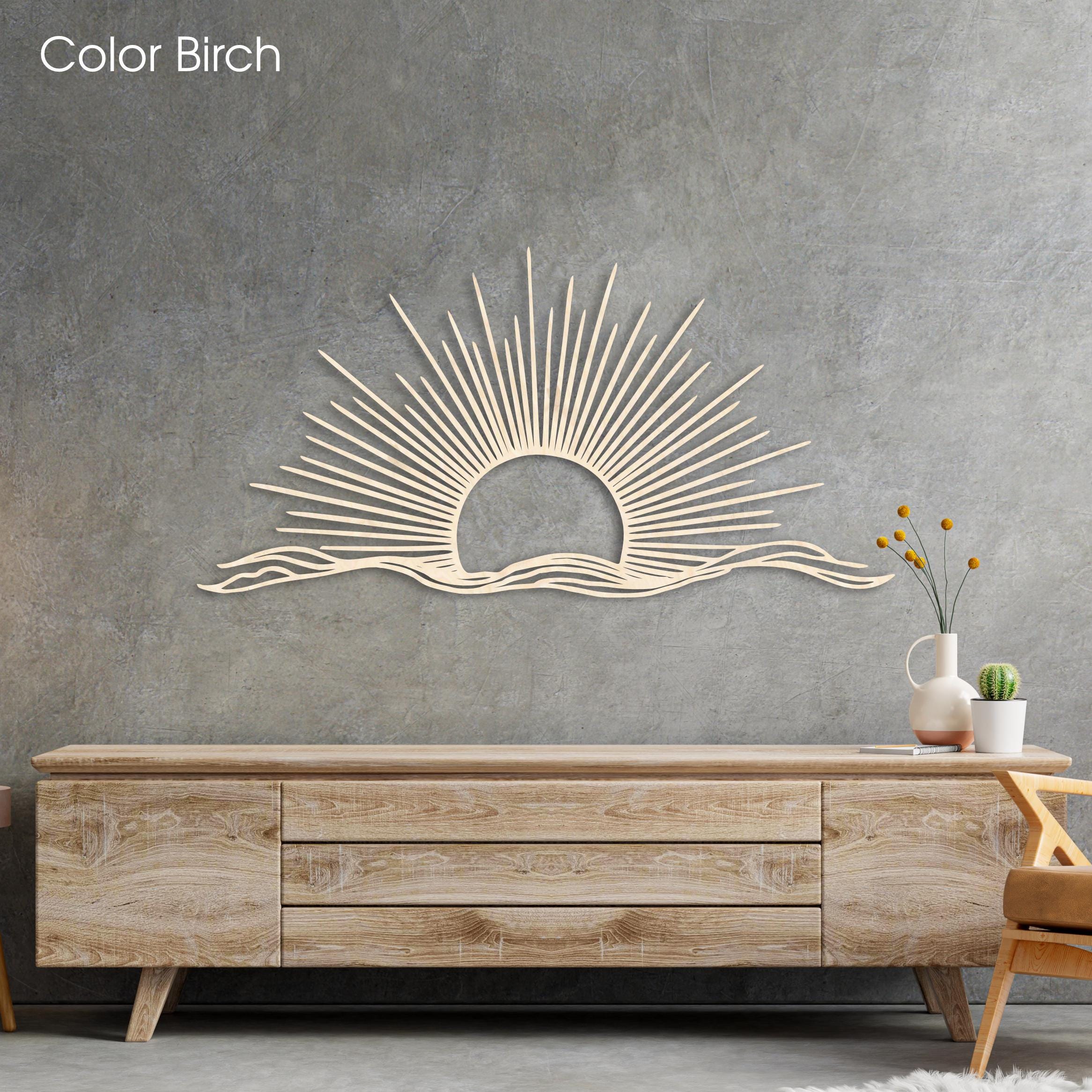 Sun Wall Decor for Living Room | Wooden Sunburst Wall Hanging | Boho ...