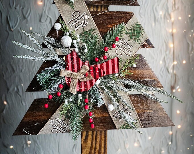 Rustic Wooden Christmas Tree: Reclaimed Wood Decor With LED Lights - Etsy