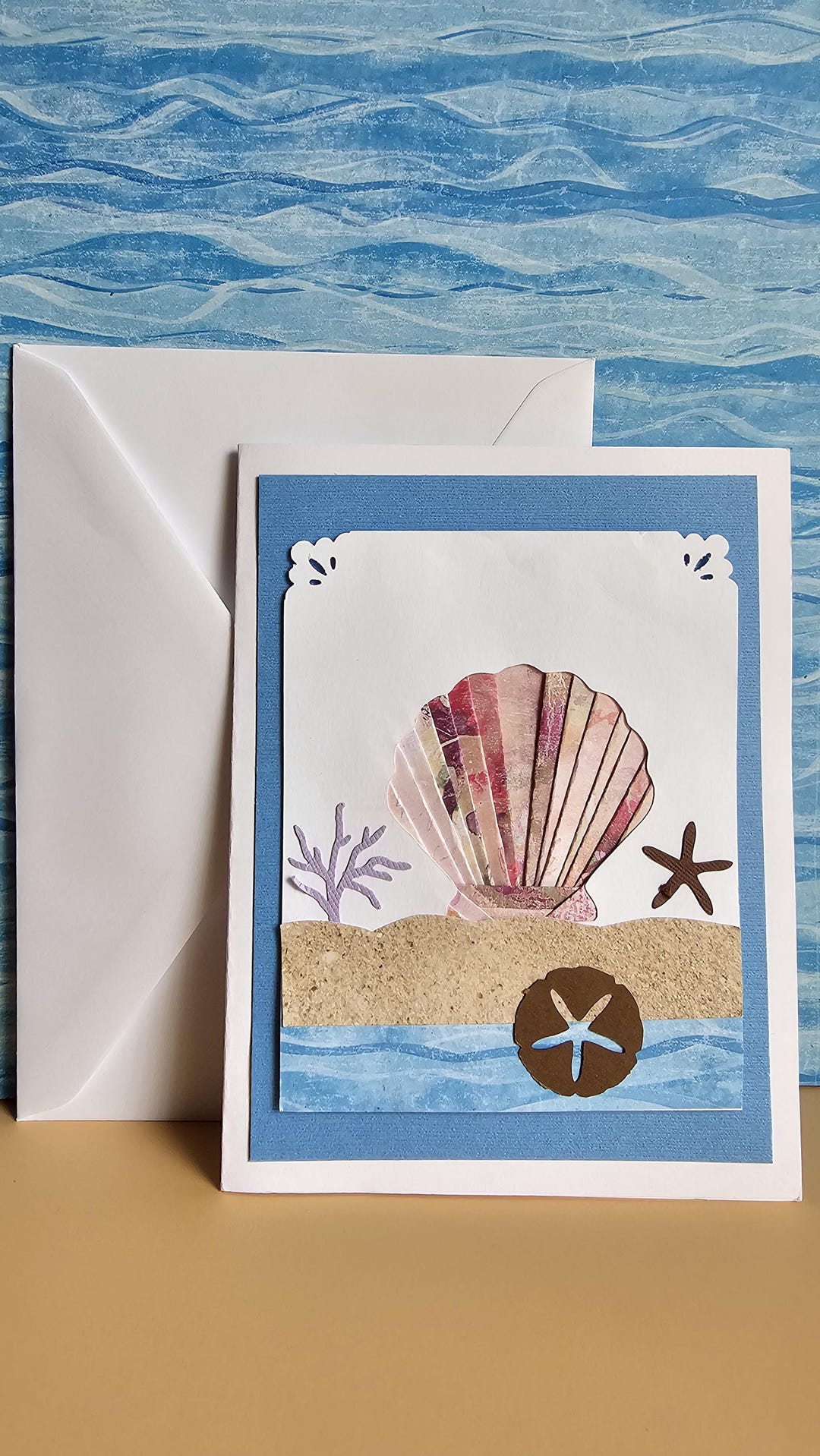 Seashell Iris Folding Card | Handmade Beach Greeting Card - Etsy