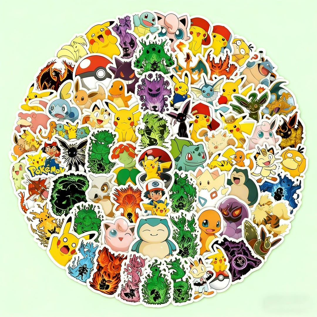 Pokémon Cartoon Waterproof Stickers Pack – 100pcs DIY Graffiti Decals ...