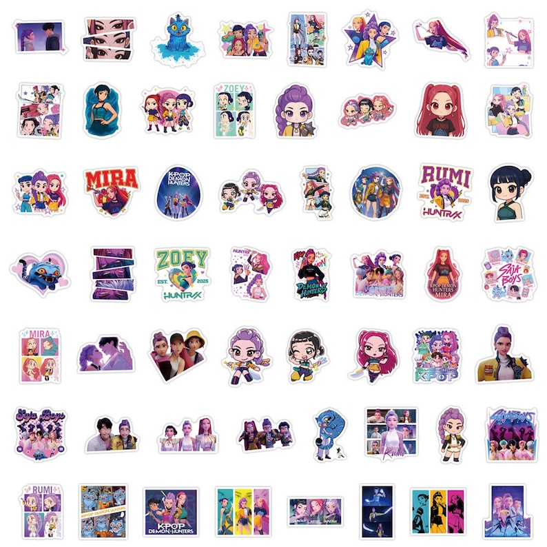 K-pop Demon Hunters Sticker Set 55pcs, Waterproof Graffiti Stickers for ...