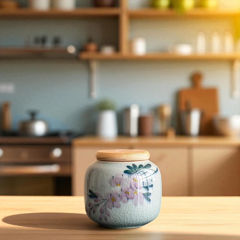 Floral Ceramic Tea Jar With Lid: Handcrafted Loose Leaf Canister - Etsy
