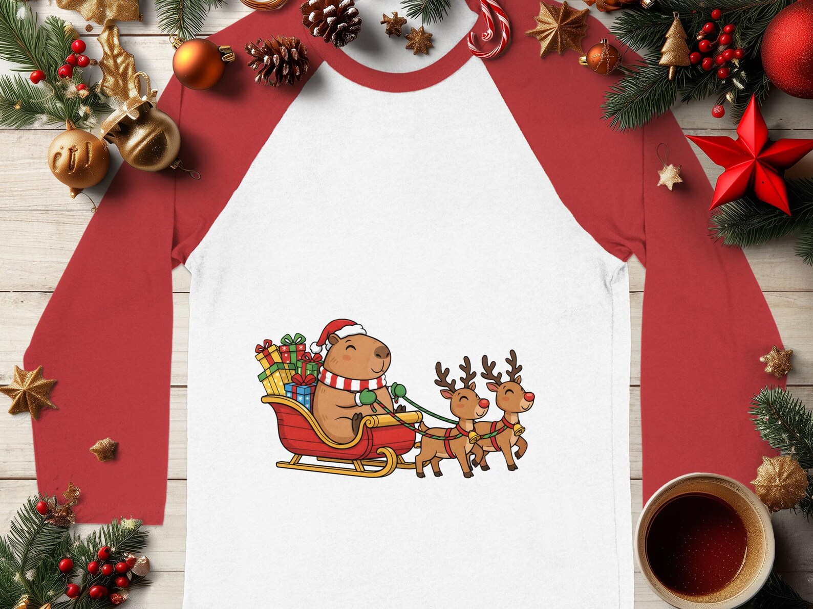 Christmas Capybara Sleigh PNG: Reindeer Holiday Clipart (digital ...