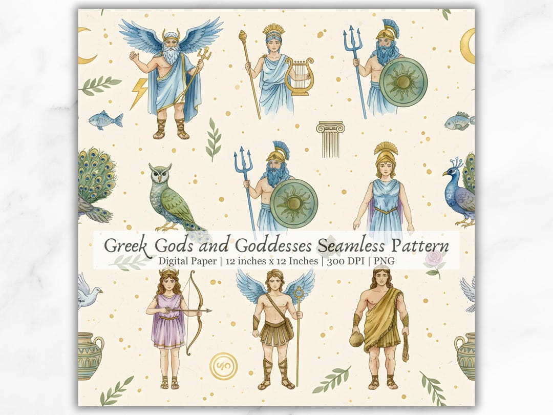 Greek Mythology Seamless Pattern | Ancient Gods and Goddess Digital ...