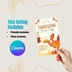 Editable Thanksgiving Dinner Invitation Card • Rustic Fall Party Invite ...