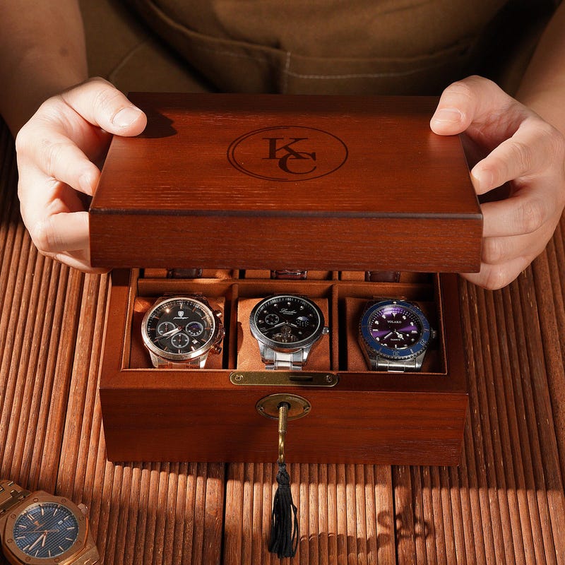3 Slot Watch Wood Box - Etsy UK