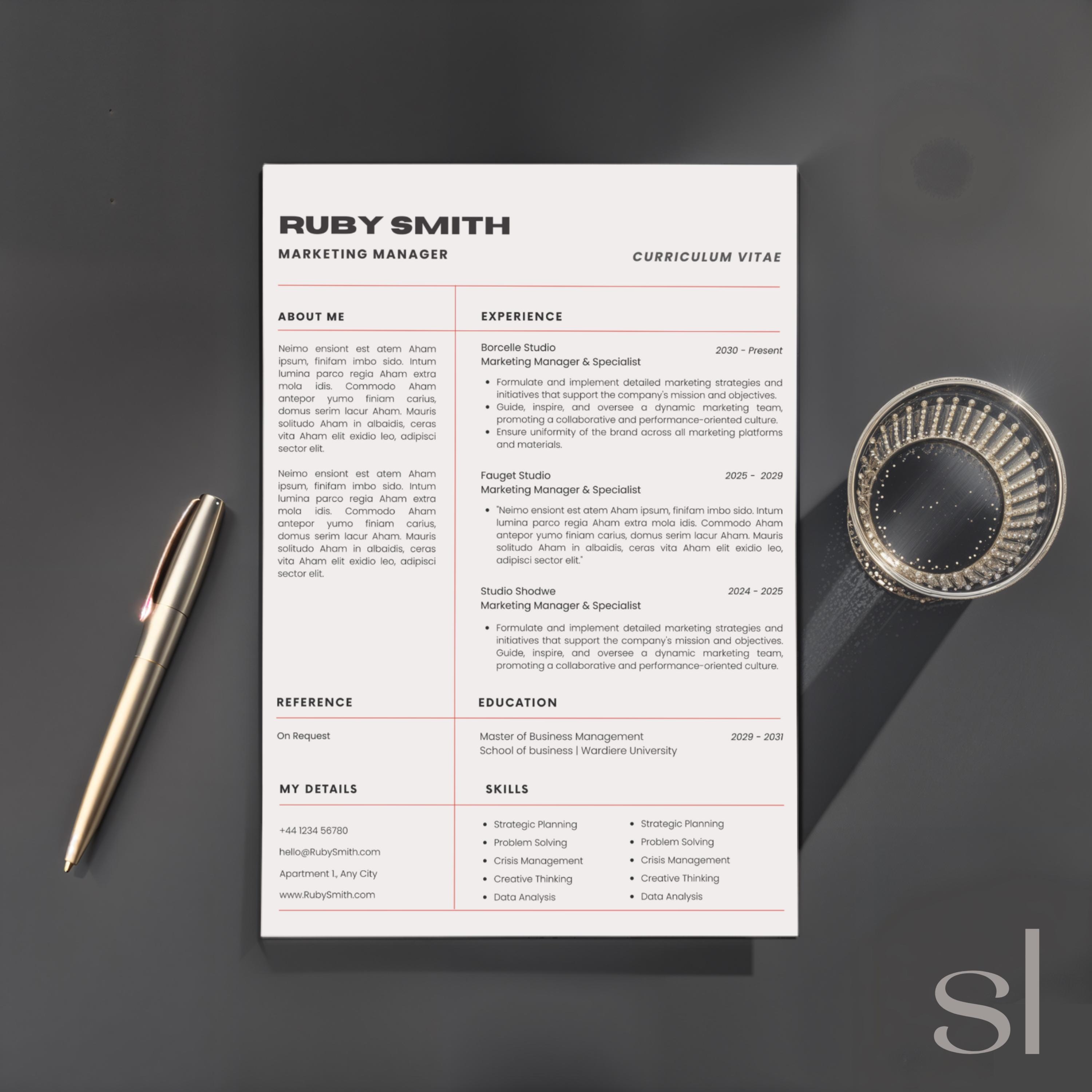Bold and Modern Resume Template | Editable Canva CV | Professional Job ...