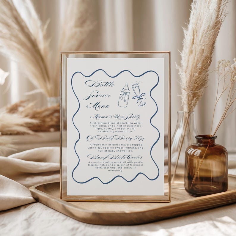 Bottle Service Menu Sign Baby Shower, Baby Bottle Bar & Signature ...