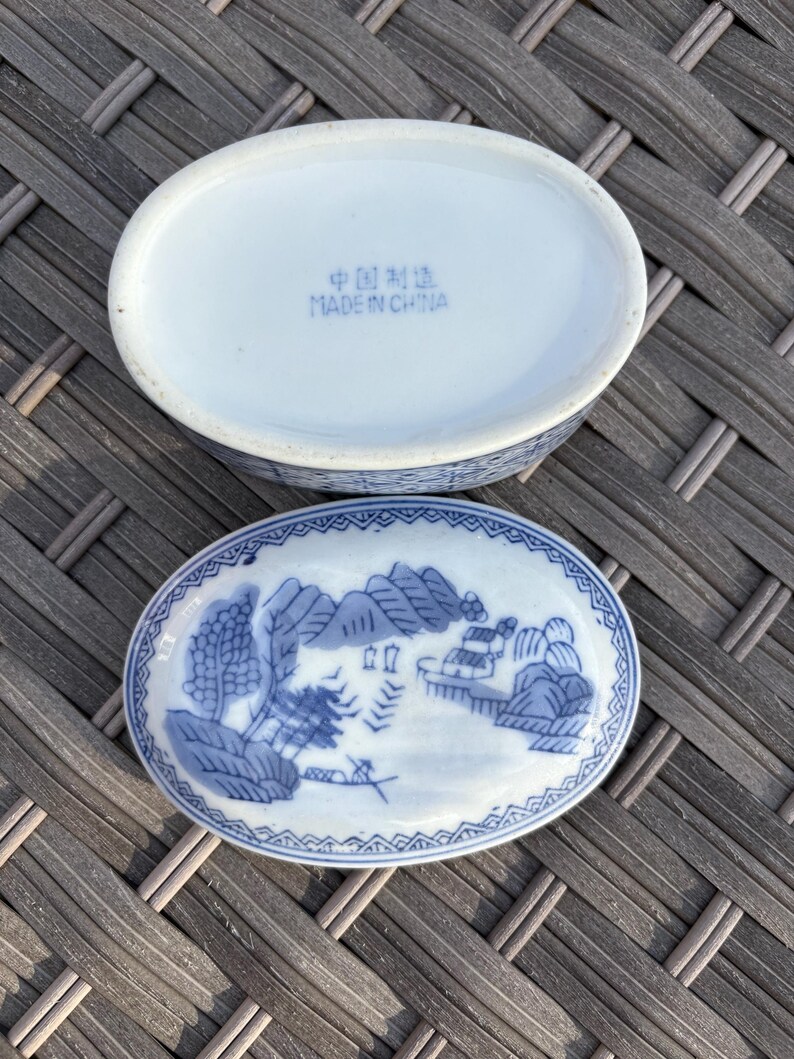 Blue and White Chinese Porcelain Trinket Pot - Etsy