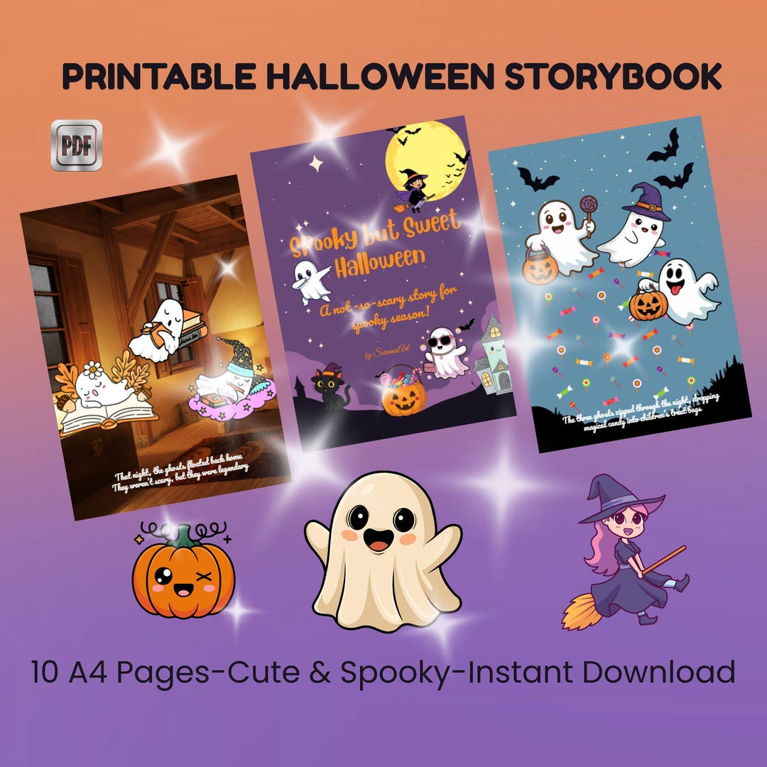 Printable Halloween Storybook for Kids| Cute Ghosts| Not-so-scary ...