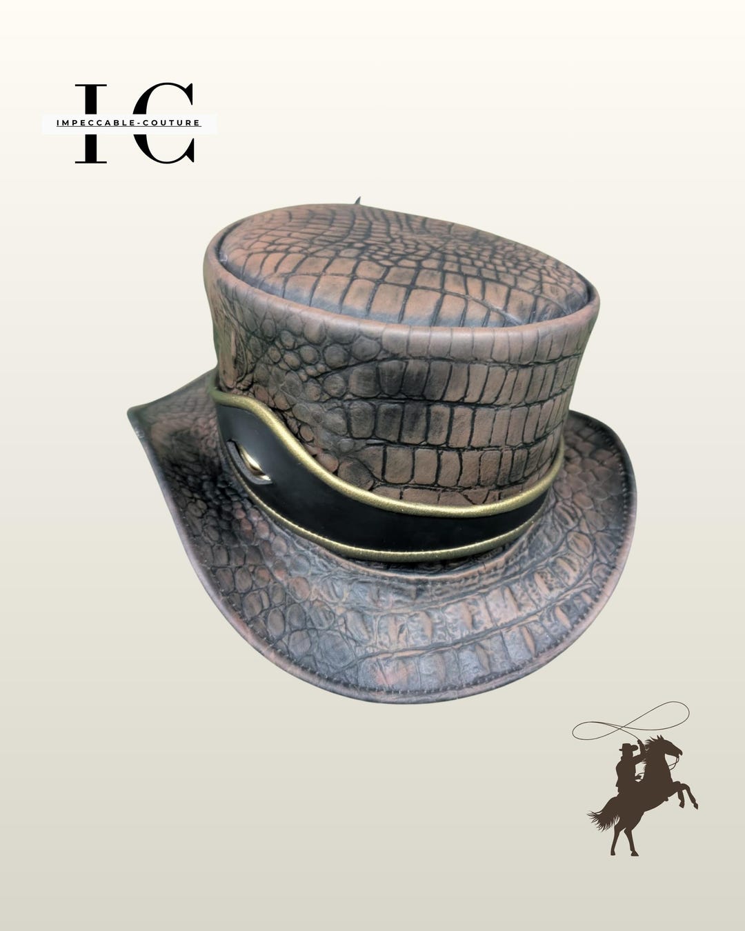Genuine Leather Australian Cowboy Hat – Steampunk Crocodile Pattern ...
