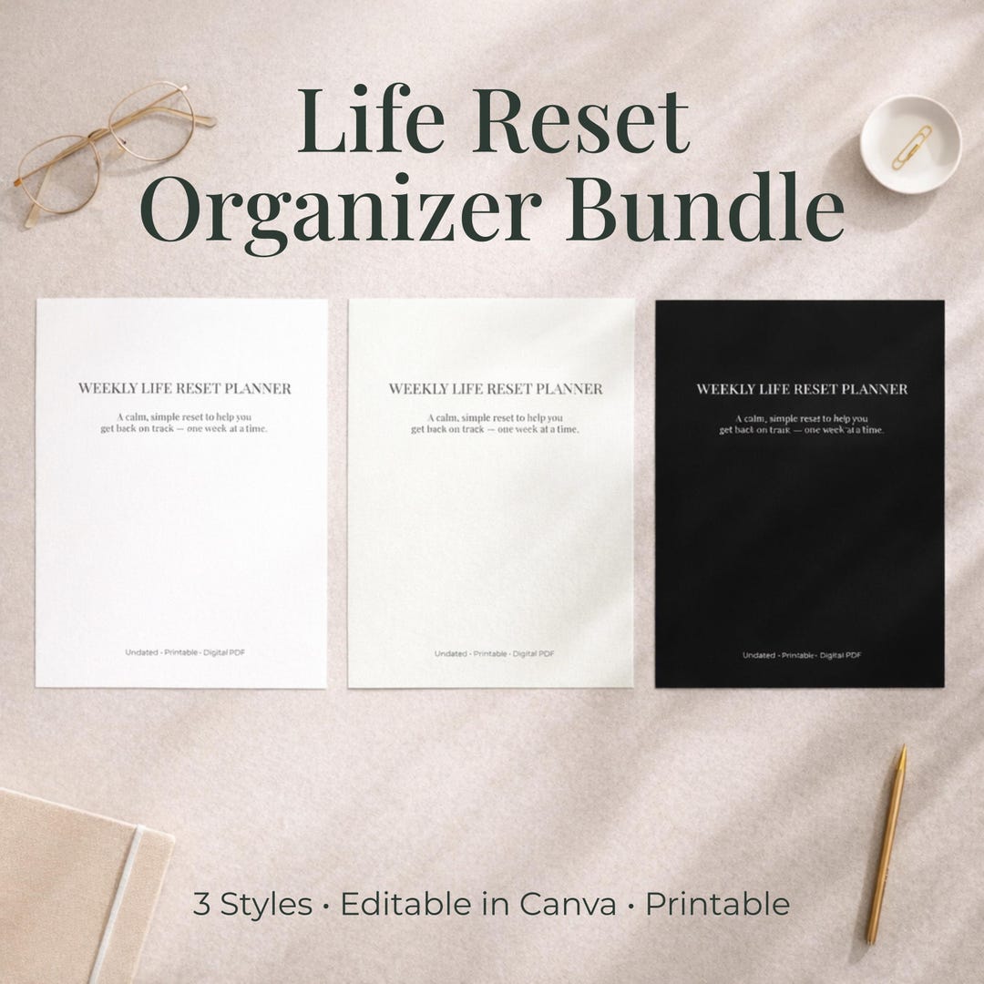 Life Reset Planner Bundle: Calm, Editable Templates (digital Download ...