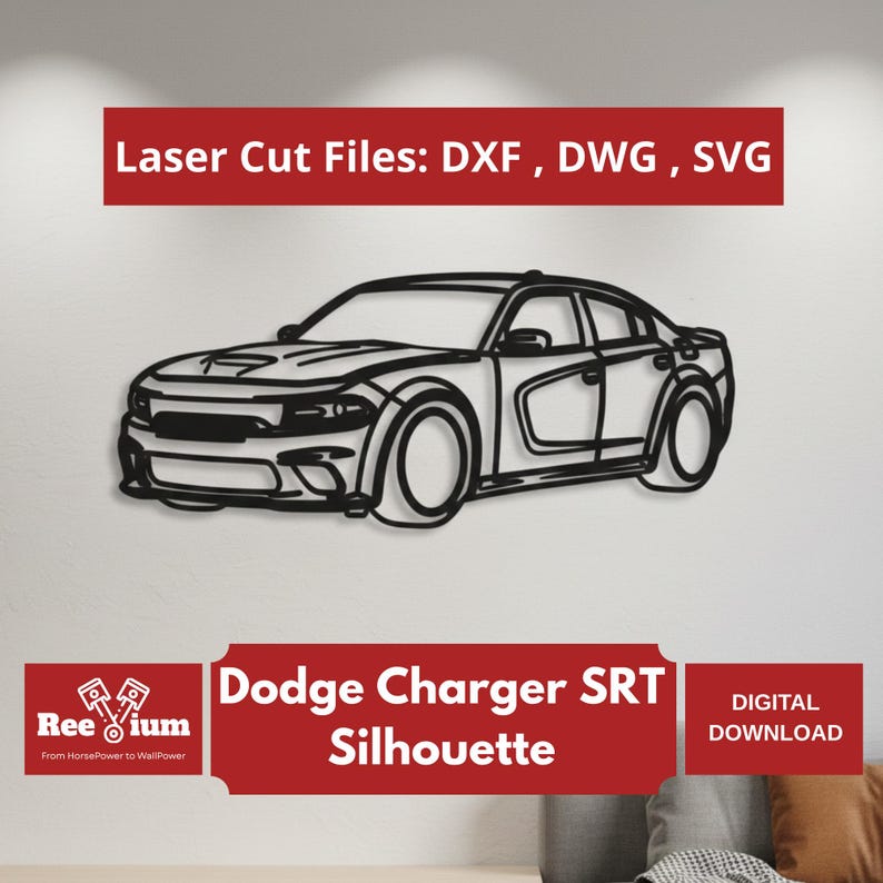 Dodge Charger SRT Hellcat Laser Cut Files | Dxf, Dwg, Svg | Car ...