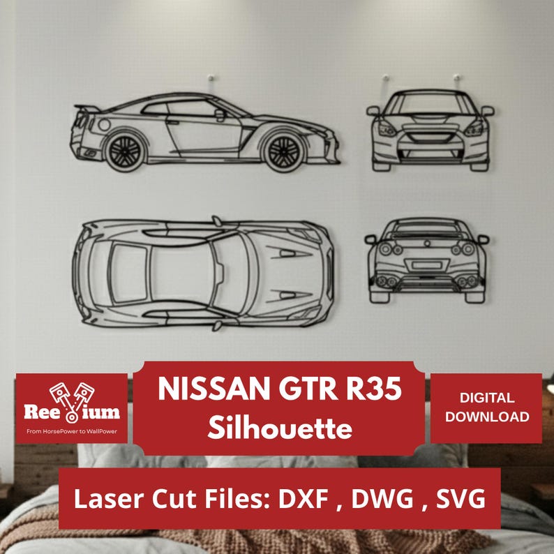 Nissan GTR R35 Silhouette | Laser Cut Files for CNC, Cricut - Etsy