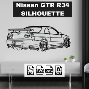 JDM R34 Car Silhouette – Laser Cut Files (svg, Dxf, Dwg, Pdf ...