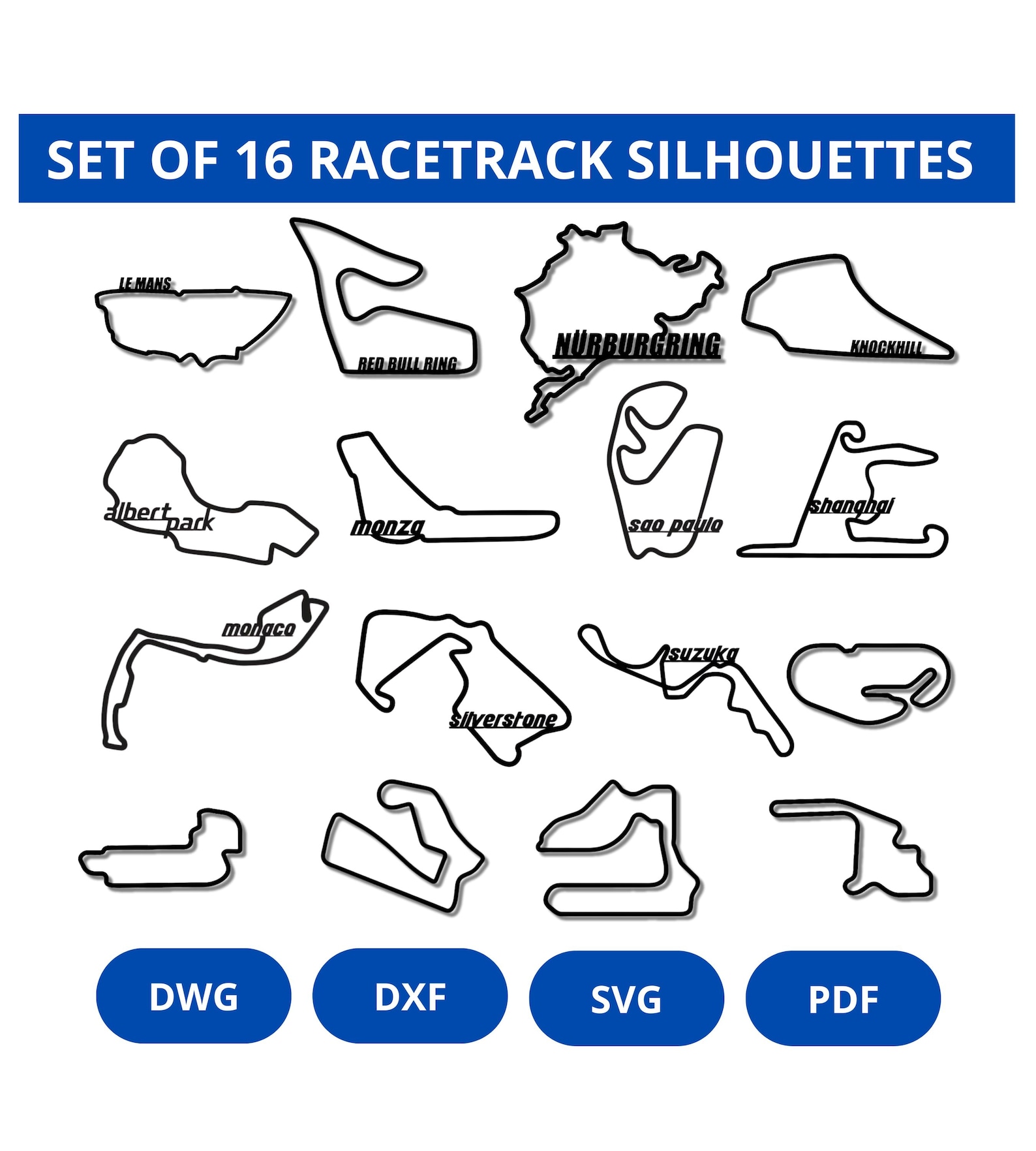 Racetrack Silhouette Bundle: Motorsport Circuit Laser Cut Files ...