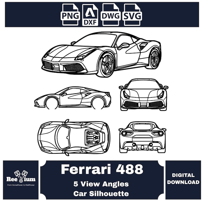Ferrari Outline - Etsy UK