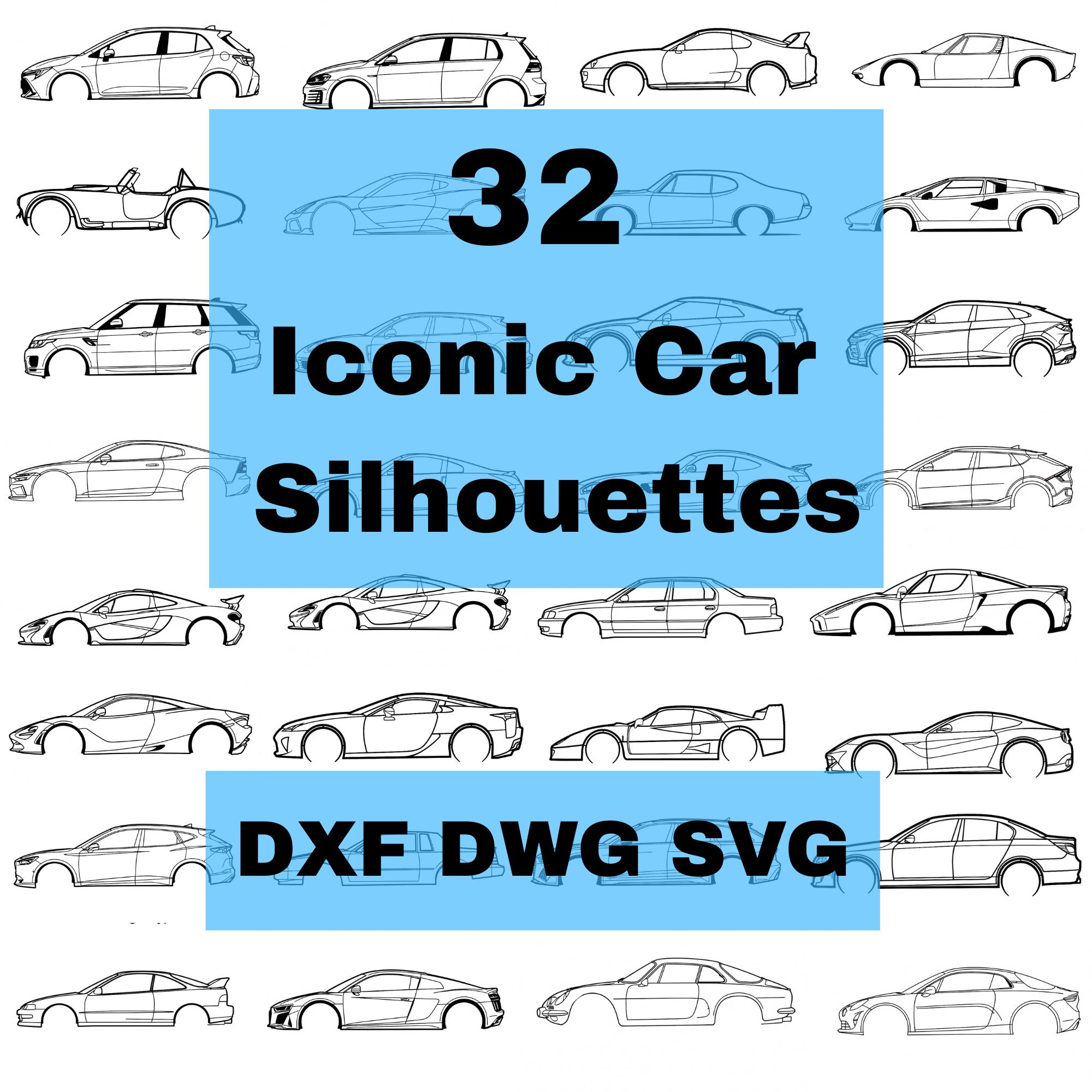 32 Iconic Car Silhouettes Laser Cut Files | DXF DWG SVG | Supercars ...