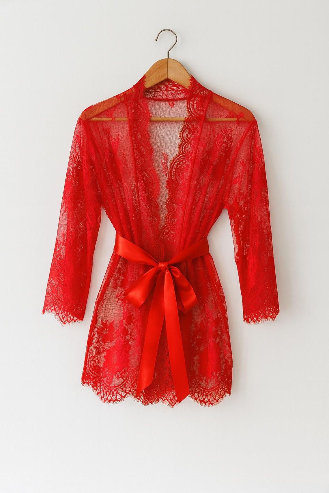Elegant Bridal Lace Robe, White Lace Robe, Women Kimono Bridal Robe ...
