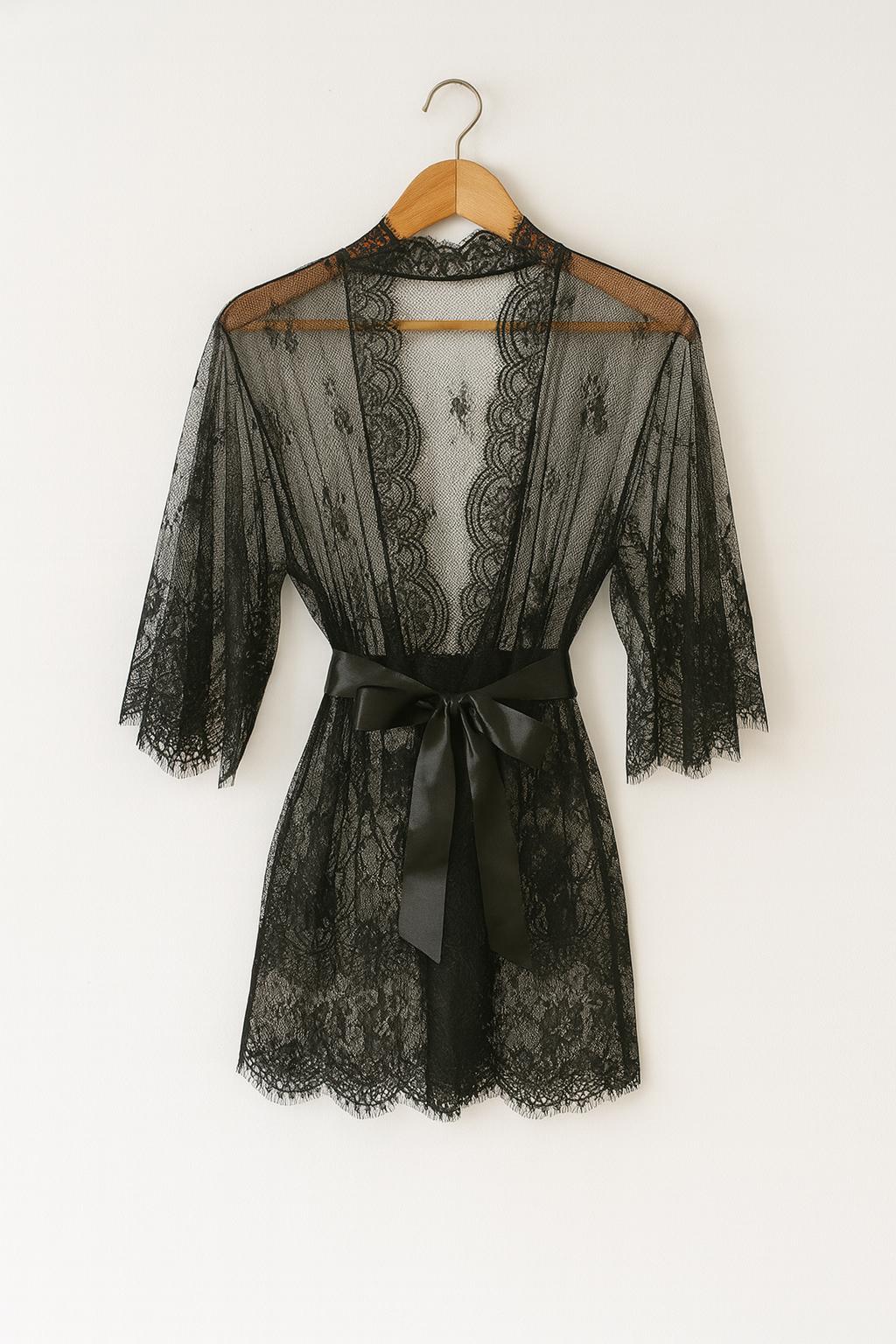 Elegant Bridal Lace Robe, White Lace Robe, Women Kimono Bridal Robe ...
