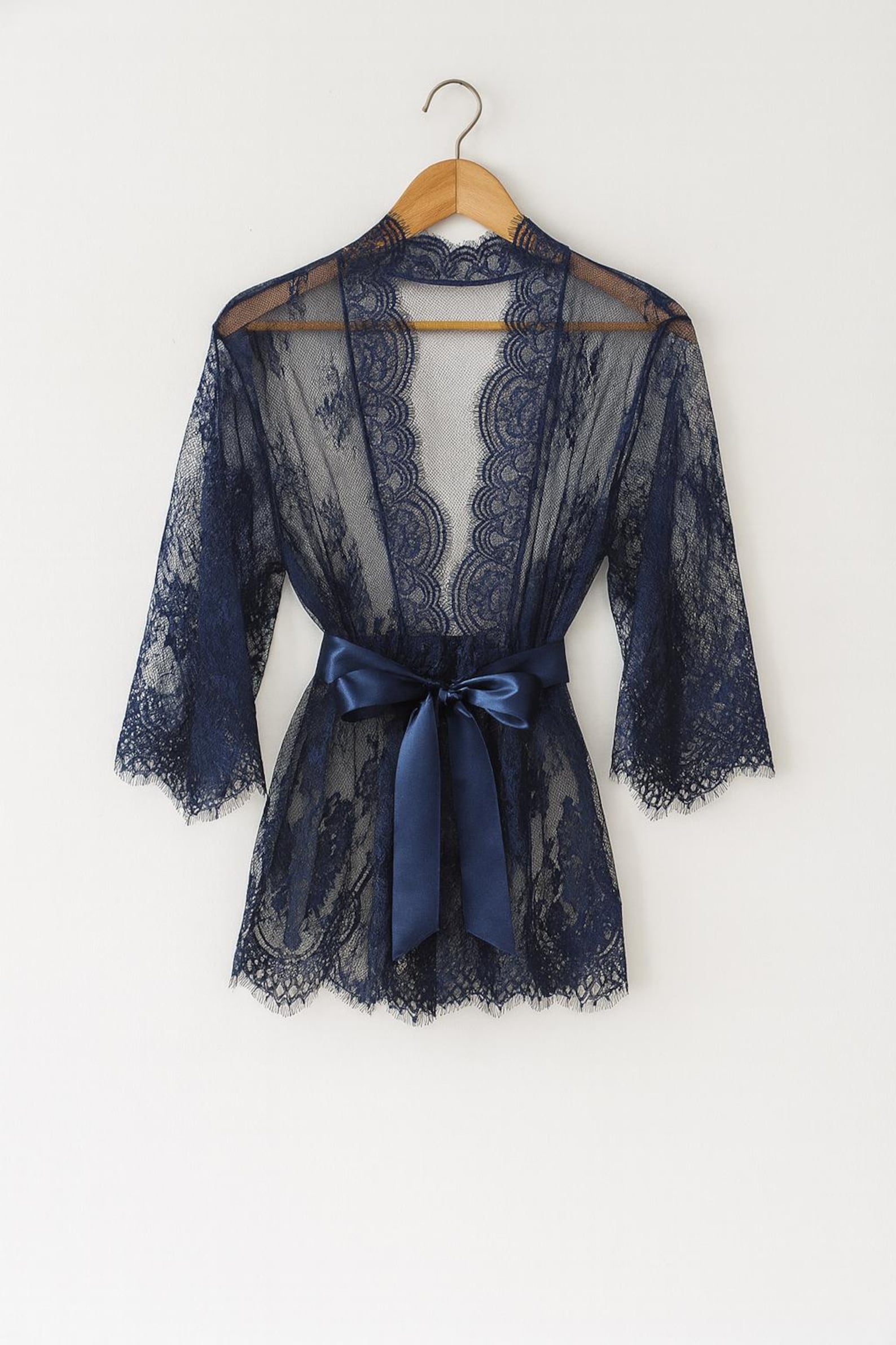 Elegant Bridal Lace Robe, White Lace Robe, Women Kimono Bridal Robe ...