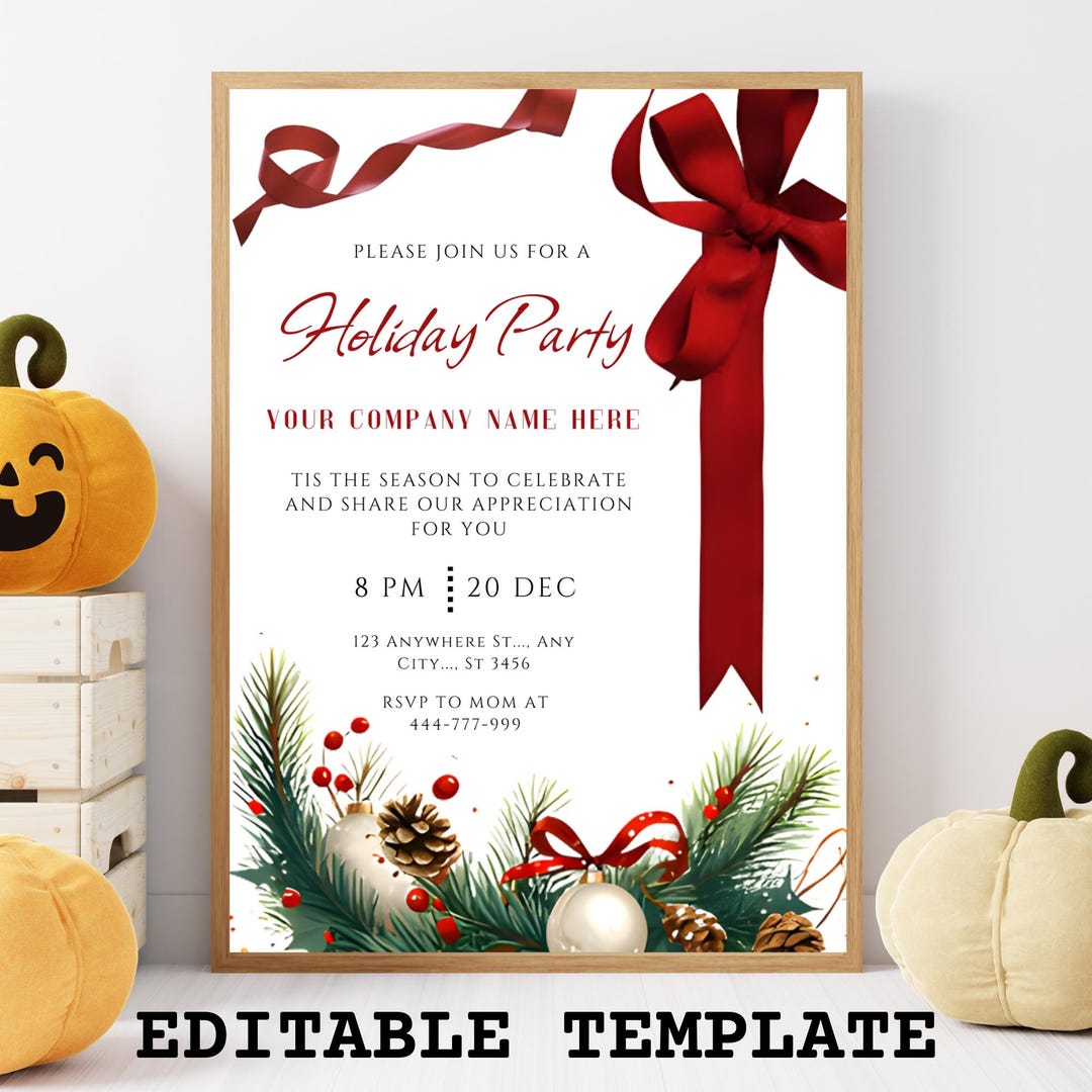 Editable Work Holiday Party Invitation, Company Christmas (digital ...