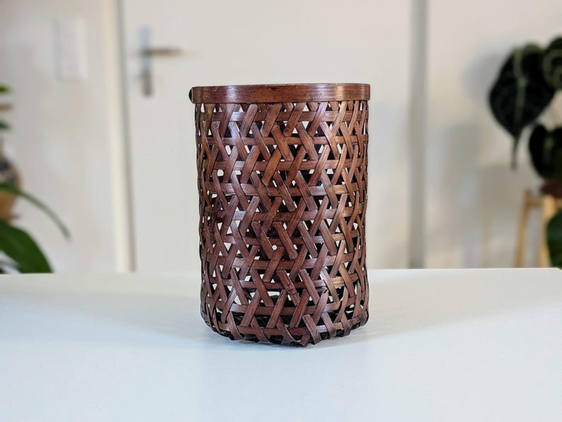 Vintage Japanese Hanakago Bamboo Basket | Cylindrical Ikebana Vessel - Etsy
